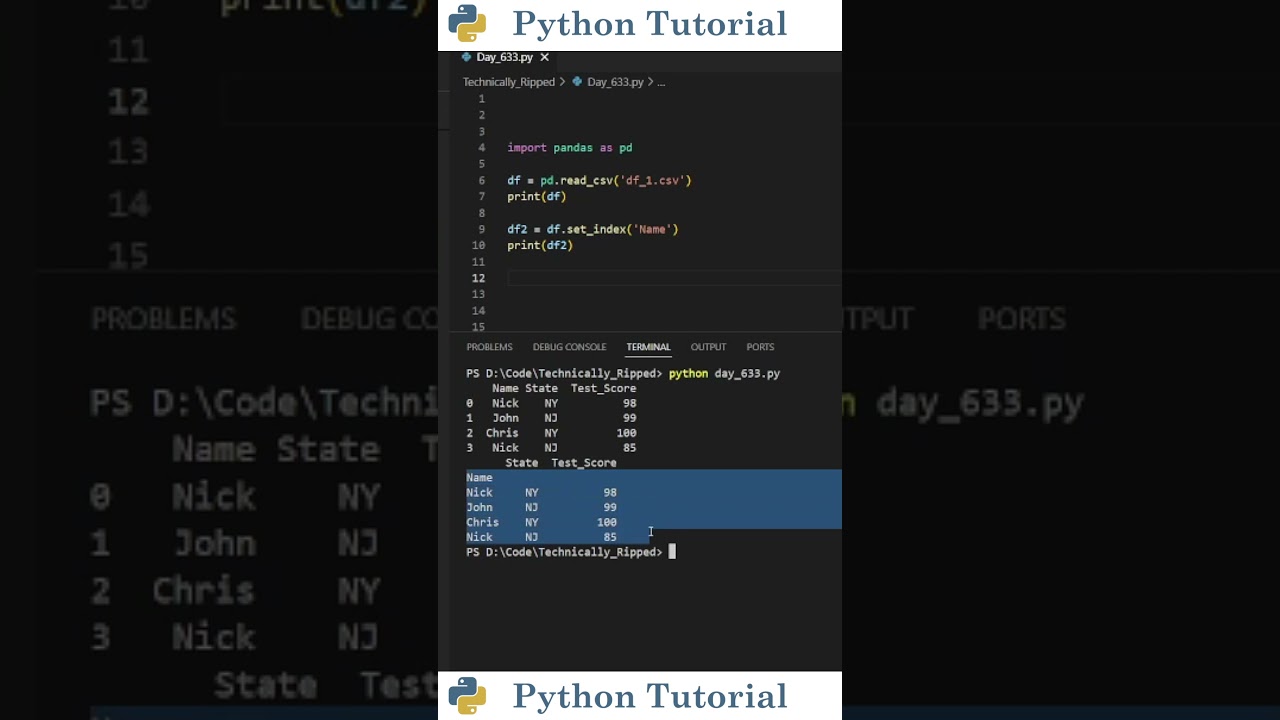 Reset & Set Pandas Index | Python Tutorial