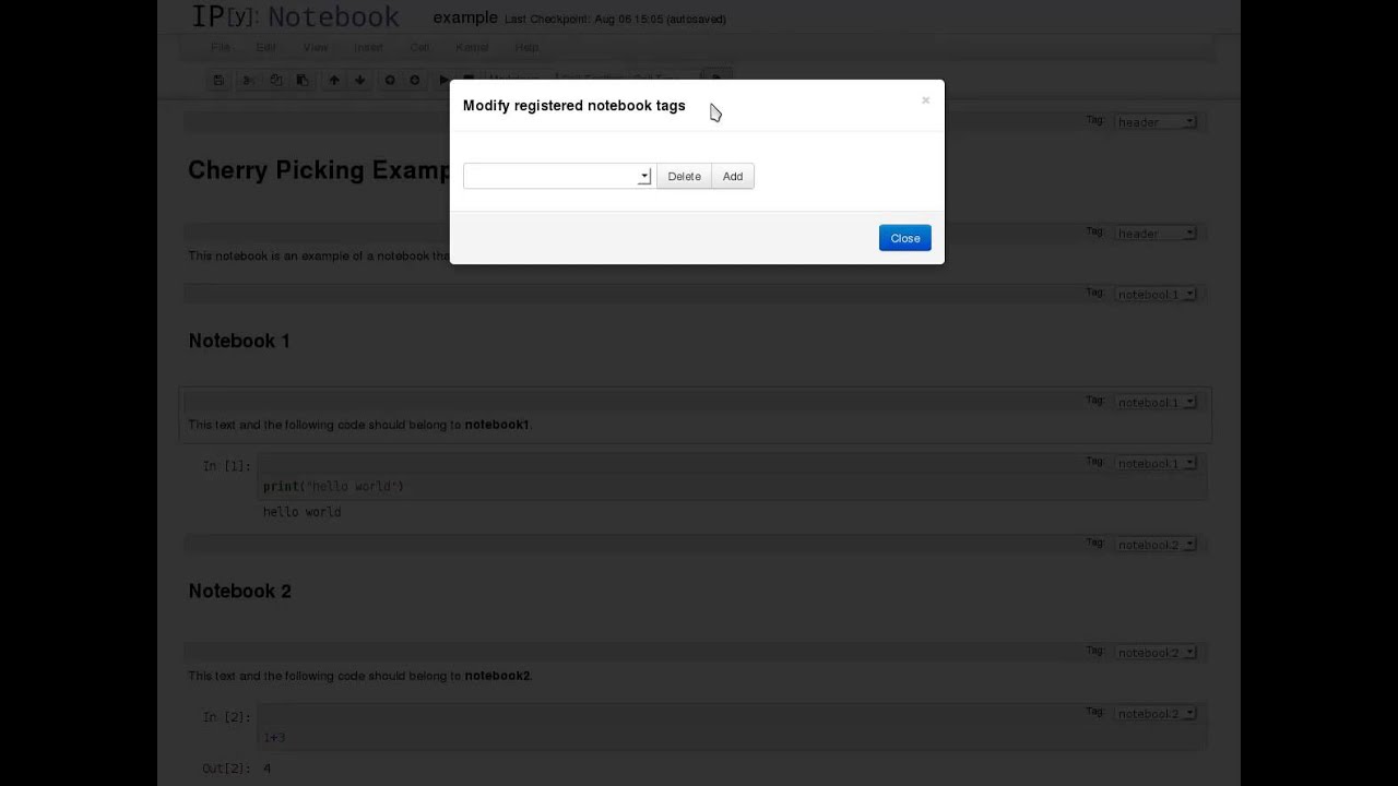 IPython Notebook: Tags Extension