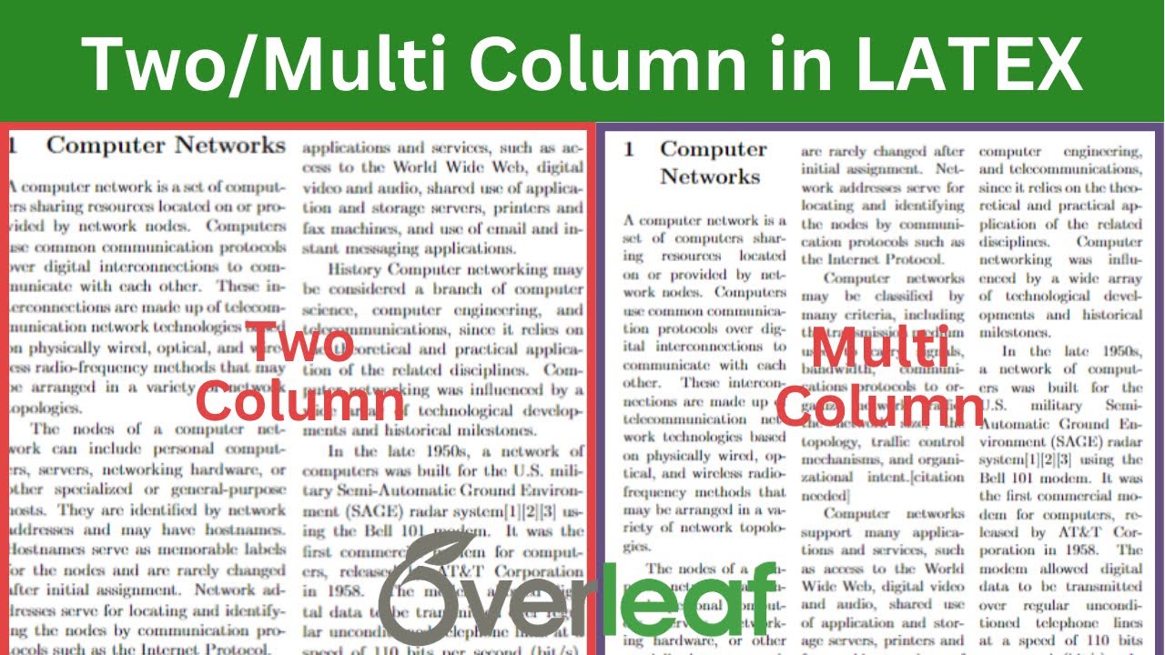Two Column and Multi Column document in Latex | Overleaf Tutorial