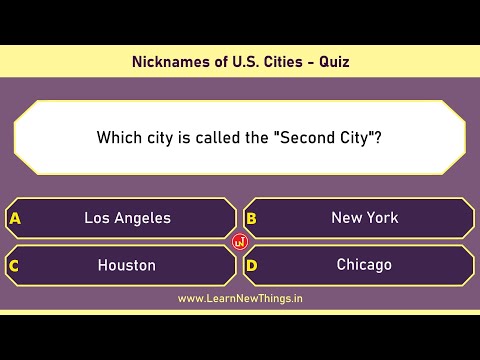Nicknames of U.S. Cities - Quiz | United States of America General Knowledge Quiz | 25 Questions
