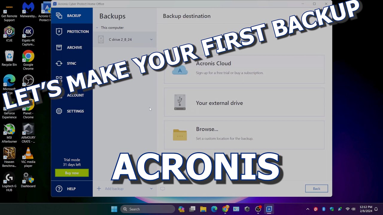 How to download Acronis and make your first backup