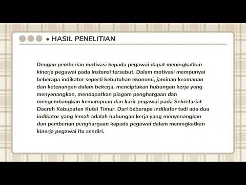 Review Jurnal "PENGARUH MOTIVASI KERJA TERHADAP KINERJA PEGAWAI"