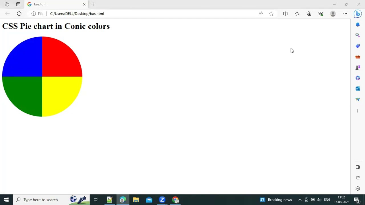 Create Pie Charts using Conic Gradient Colors in CSS