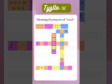 Word Puzzles | Antonyms and Synonyms | Tyzlle 51: Meanings/Synonyms of 'Youth'