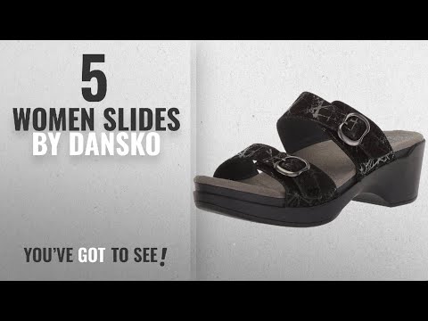 Top 5 Dansko Women Slides [2018]: Dansko Women's Sophie Slide Sandal, Black Drizzle Suede, 39 M EU
