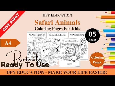1007 FREE Safari Animals Coloring Pages For Kids | Color and Learn | 5 Pages