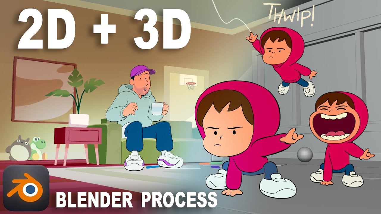 My 2D + 3D Blender Animation Workflow (Overview)