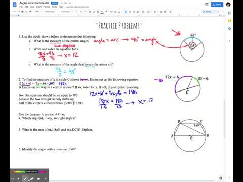 Central and Inscribed Angles Practice Problems