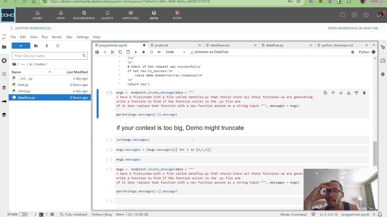 use Domo AI to write code (Python Chatbot - Part 4)