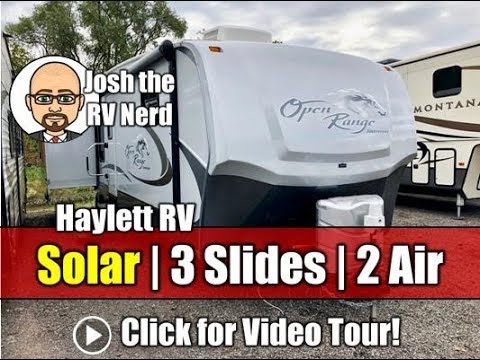 (Sold) 2010 Open Range 337RLS Wide Body Triple Slide Dual Air & Solar Used Travel Trailer