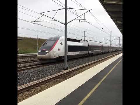 TGV Duplex passing station at 300 km/h!