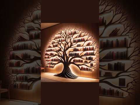 Unique tree shape book shelf design #bookshelf #shelfdecor #home #trending #shorts #viral #homedecor