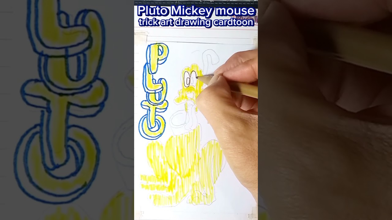 Pluto Mickey mouse/trick art drawing