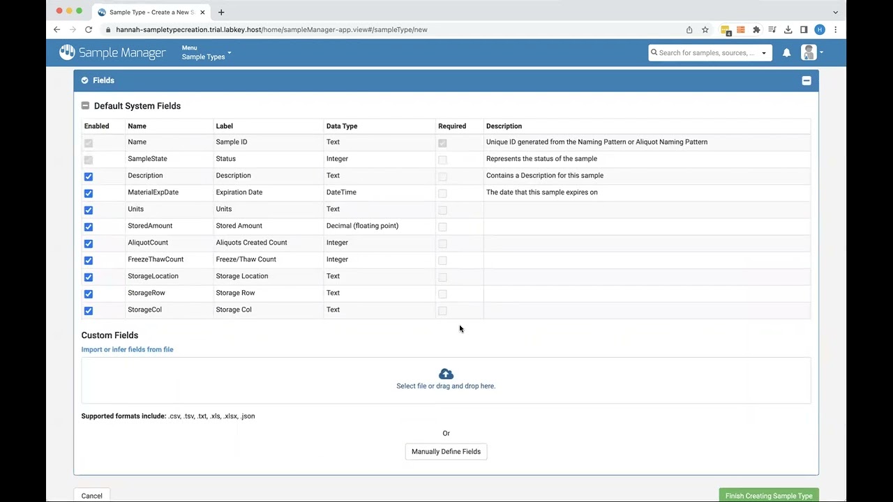 Learn How to Create Sample Types |  LabKey Sample Manager
