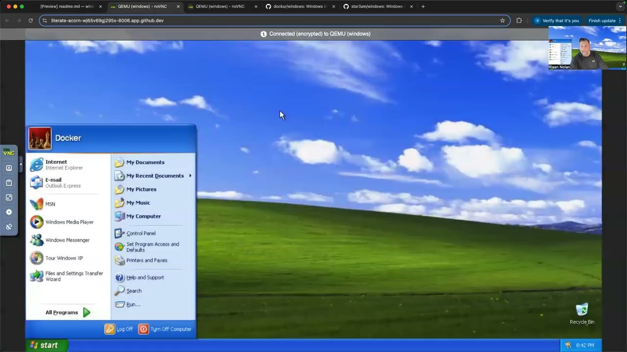 Windows XP in a Github Codespace