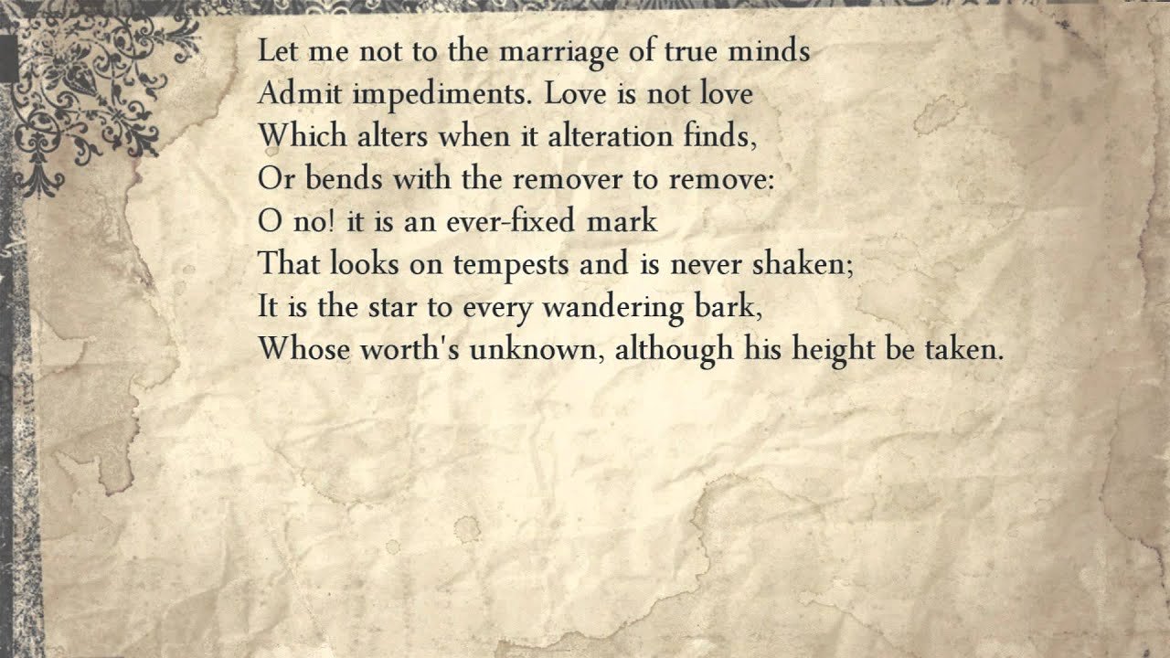 Shakespeare Sonnet 116: Let me not to the marriage of true minds