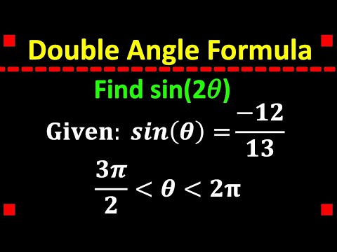 Double Angle Formula: Given: sin x = -12/13 Find sin(2x)