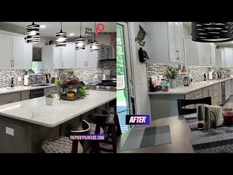 Kitchen Cabinet Refinished | Extra White SW 7006 | White Paint Colors 2023 |Pussywillow SW 7643
