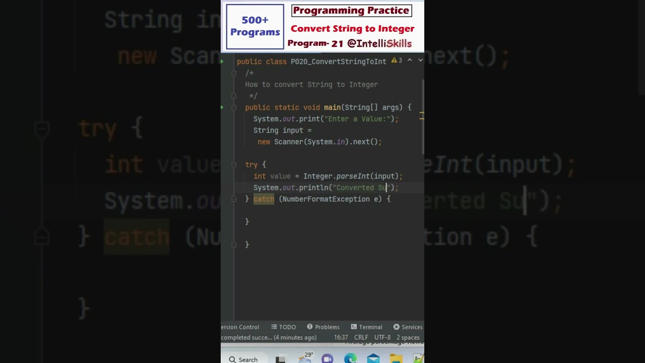 [Beginners] How to Convert String to Integer in Java #Shorts #java #coding #programming #short