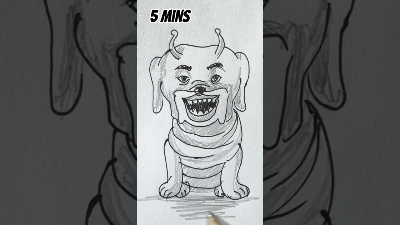 Pendrawing Green Alien Dog in 10secs,30secs,5mins,30mins,1hr #drawing #shorts #alien #dog #memes
