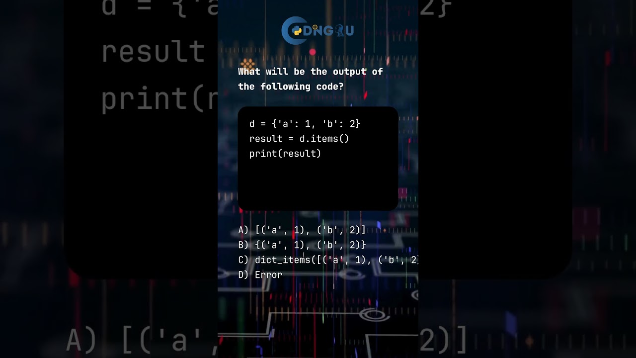 Python MCQ: Using items() with Dictionaries