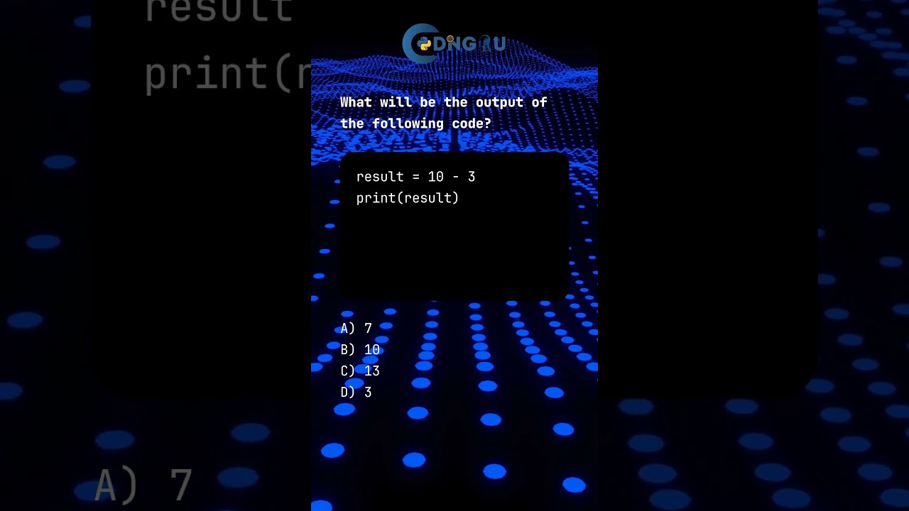 Python MCQ: Basic Subtraction Operation #python #pythonMCQ #pythoncoding #coder