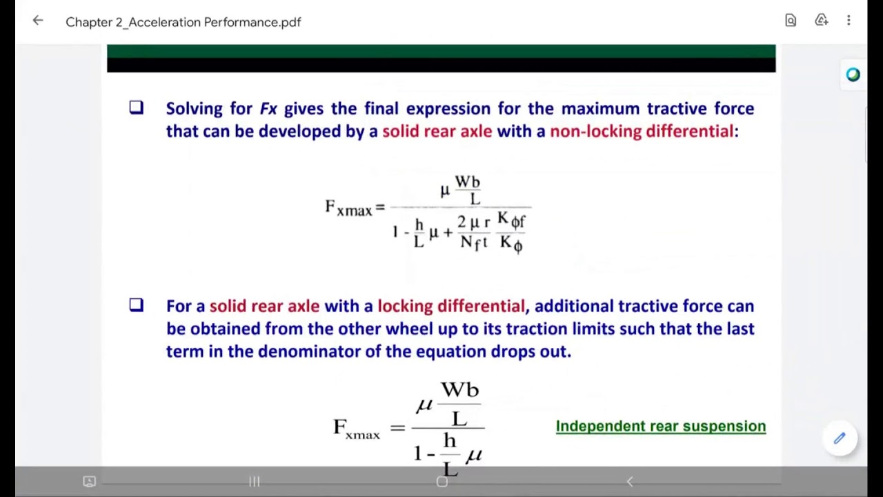 Vehicle Dynamics; Tutorial 2 Part 1