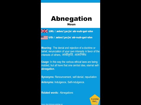Abnegation meaning pronunciation and synonyms #Shorts