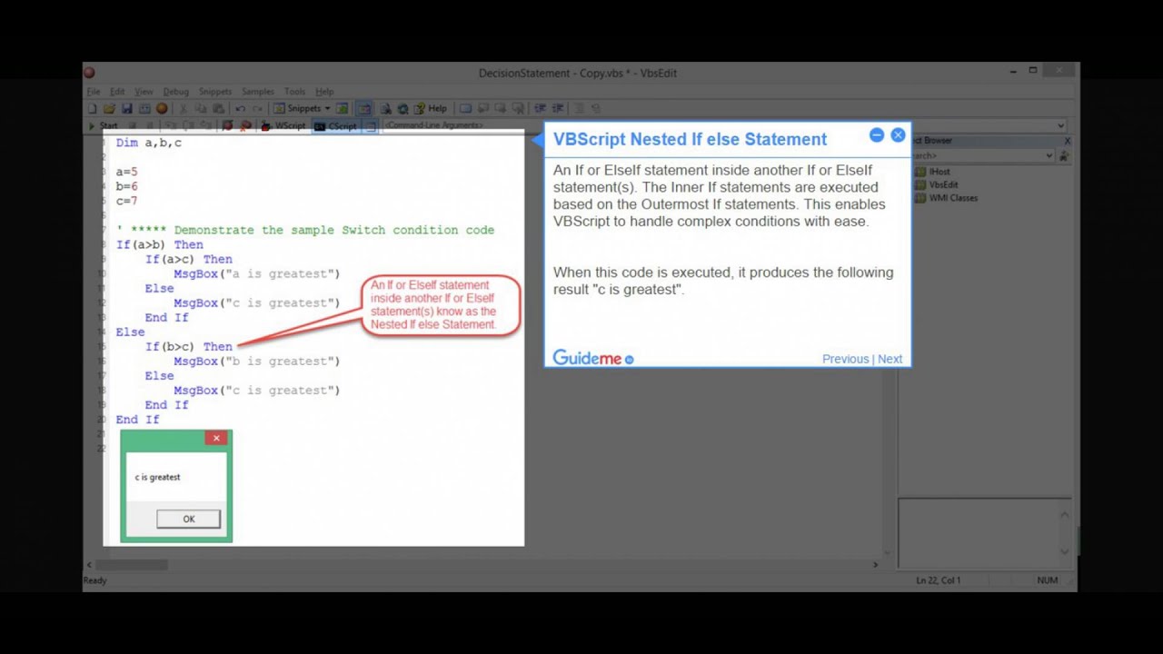 VBScript - Decision Making Statement