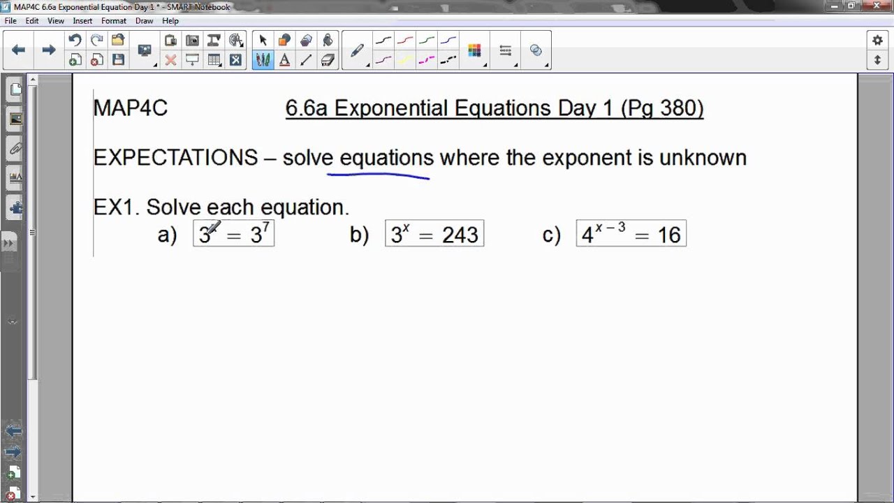 MAP4C 6 6a Exponential Equations Day 1