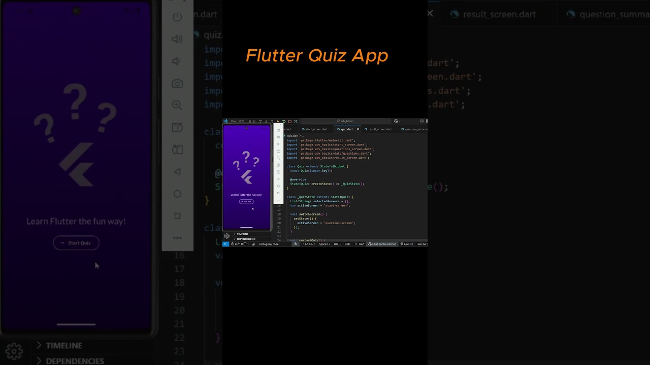 Flutter Quiz App #coding #pythonanddjangofullstackwebdeveloper #ai #ml #technology #python