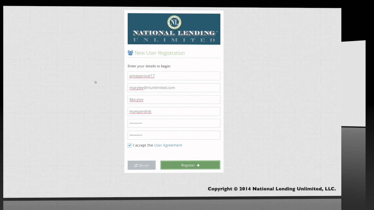 Register to National Lending Unlimited's Dodd-Frank Pre-qualification Compliance Software
