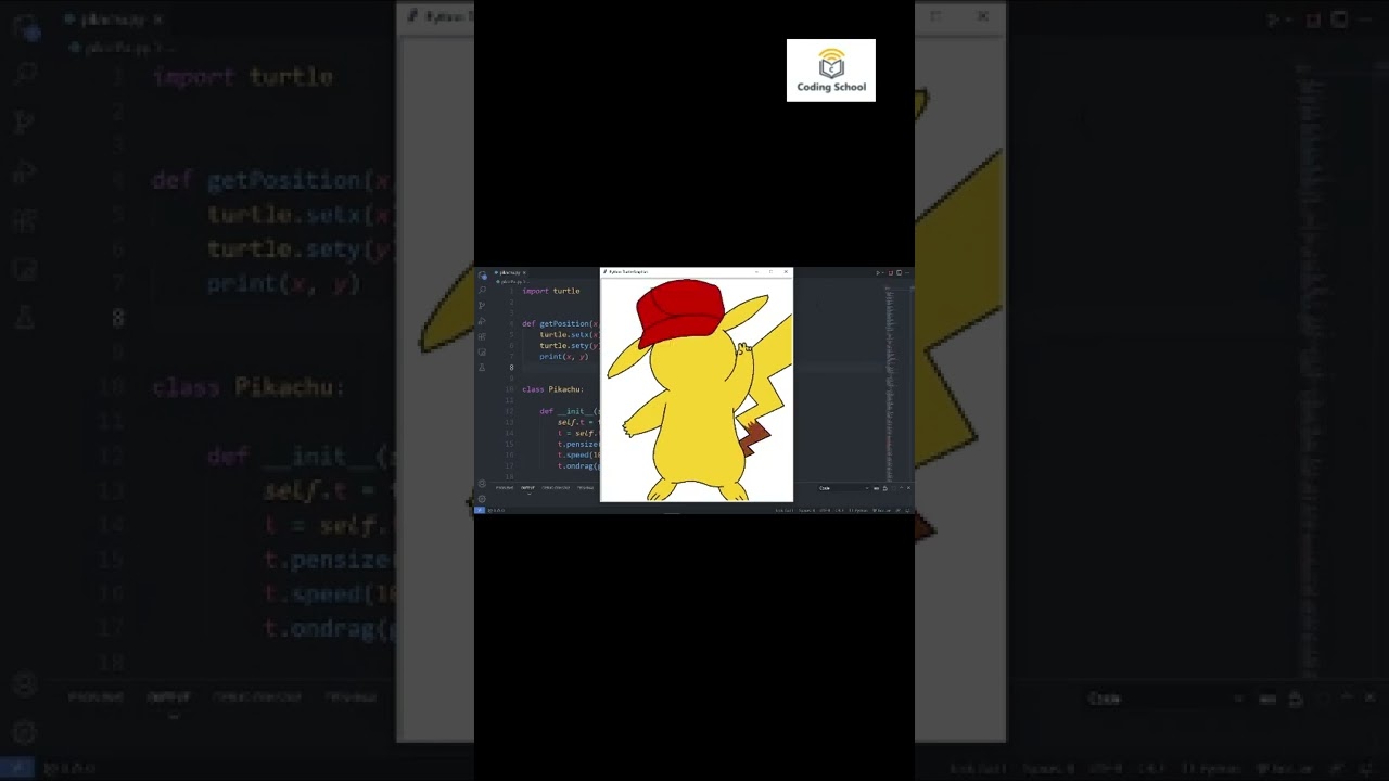 Pikachu Cartoon Using Python with Source Code in Description | Coding School | Python for Beginners