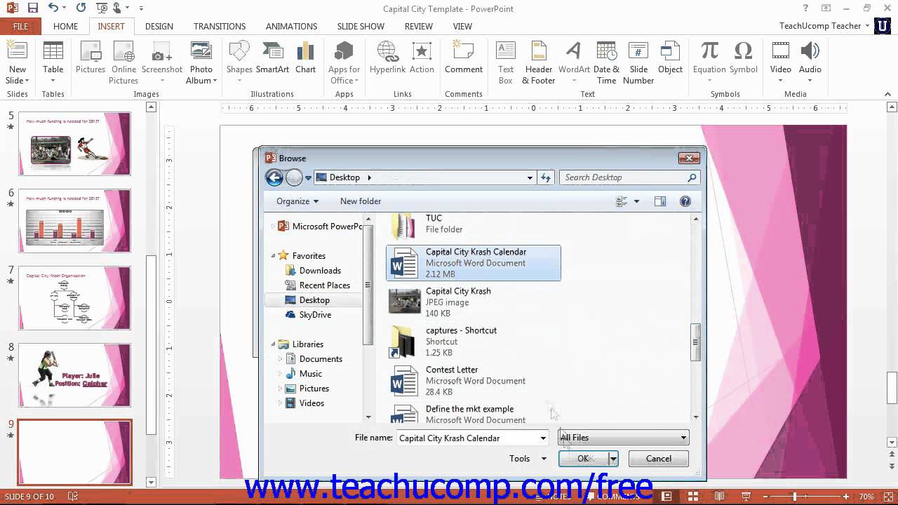 PowerPoint 2013 Tutorial Inserting Objects Microsoft Training Lesson 17.3