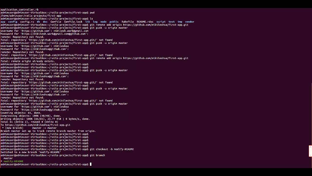 ruby rails tutorial Git basics