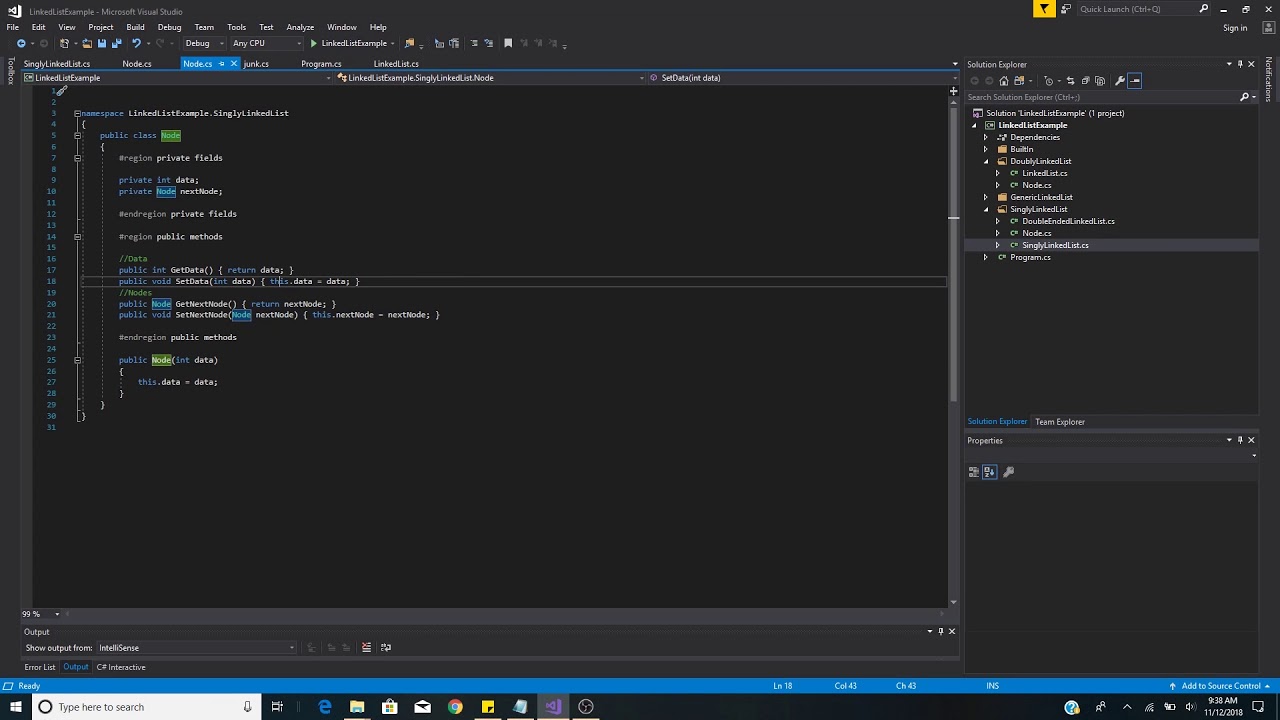 Singly Linked List implemented in C#