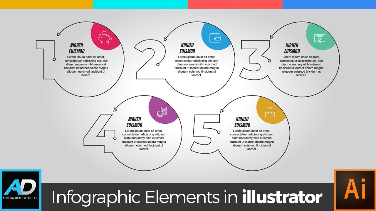 Infographic Elements Design template 009 | Adobe Illustrator 2021 Tutorial