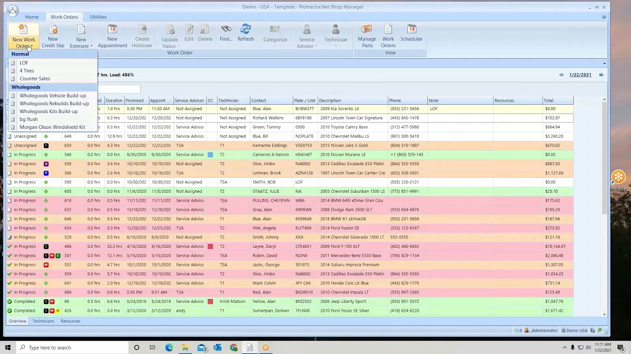 Setup - Work Order Templates