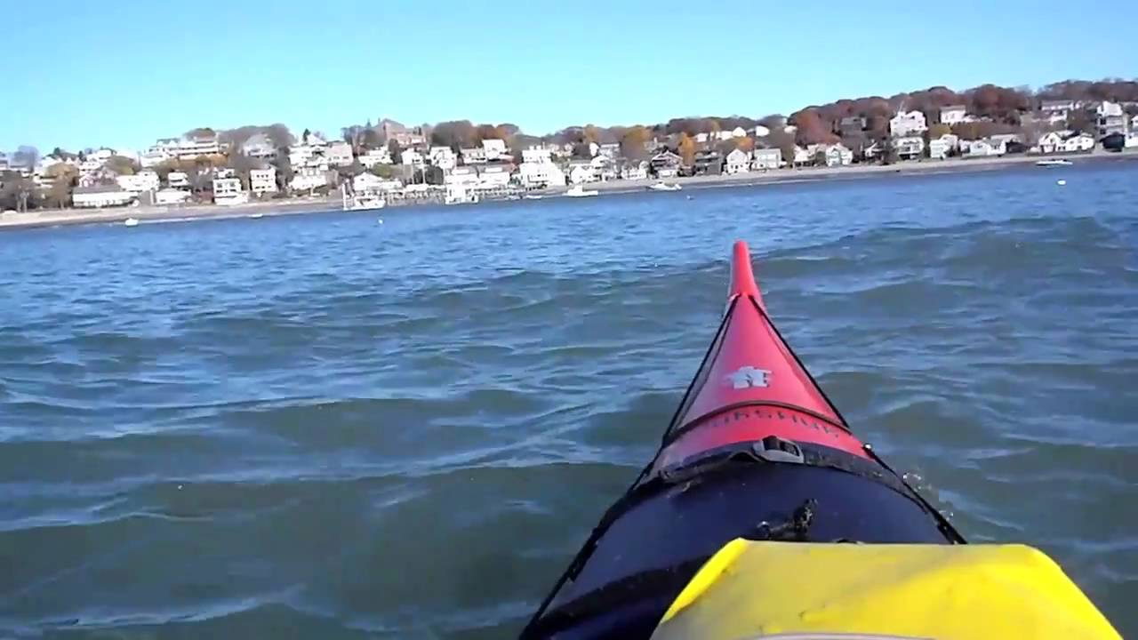 Sea Kayak hit by big wave at Kings Beach in Lynn MA