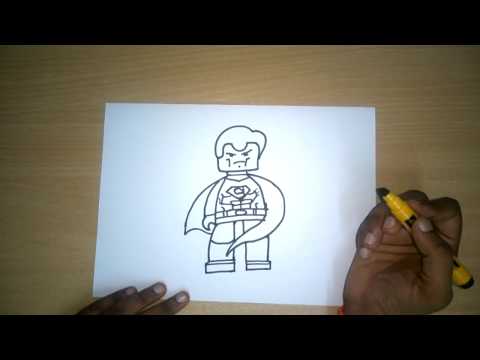 How to Draw Lego Superman | Drawing Lesson | Easy Step by Step drawing ...