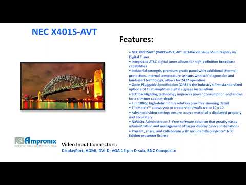 NEC X401S-AVT 40" LED-Backlit Super-Slim Display Sales | Service | Repair | Exchange | Replacement