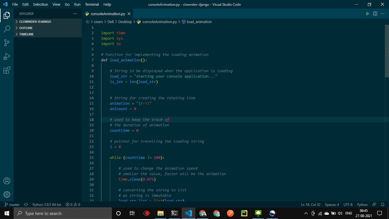 Console Animation in Python | Python | Console Animation | #Shorts | #YouTubeShorts