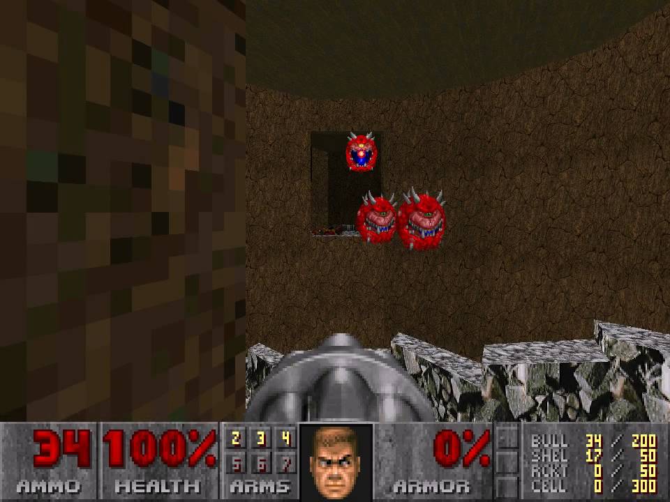 Cacodemons fight in Doom II (example 1)