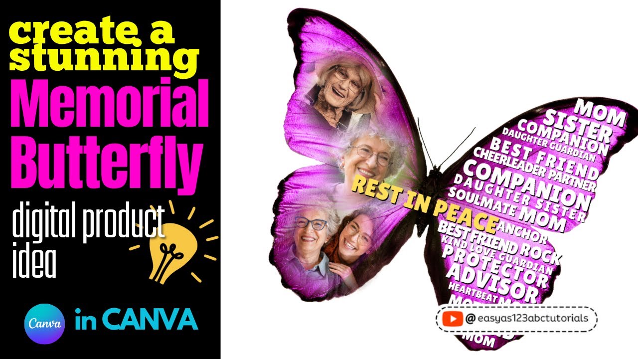 Create Memorial Butterfly Canva Tutorial for Beginners Step by Step