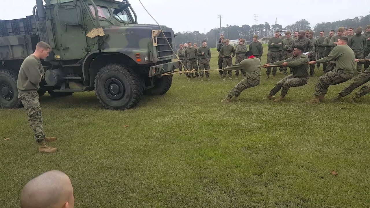 U.S. Marines pull a 7-Ton