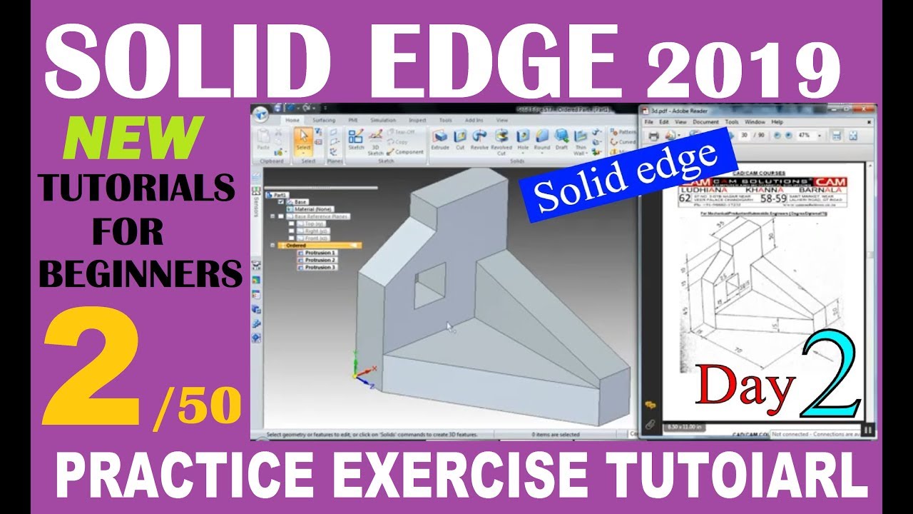 Solid edge Tutorials for beginners | Solid edge Practice Exercise | Solid edge Part Modeling