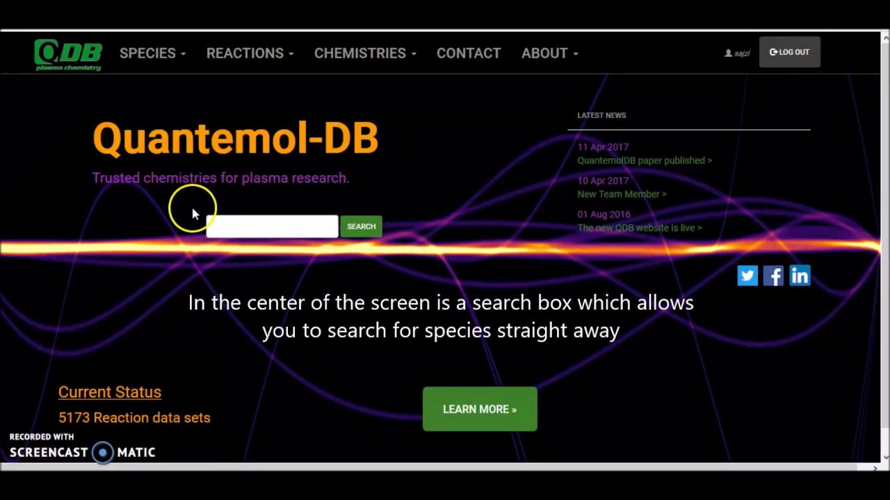 Quantemol Database (QDB) ~ Basic Tutorial