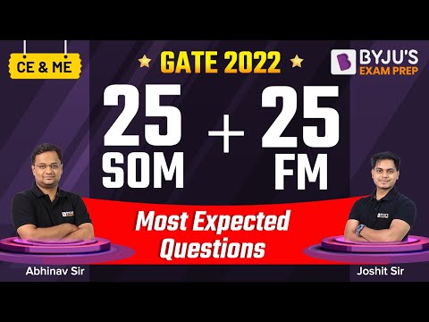 Strength of Materials (SOM) & Fluid Mechanics (FM) | 25 Most Important Questions | GATE CE & ME