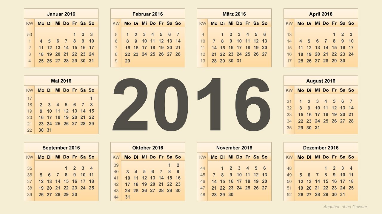 Kalender 2016