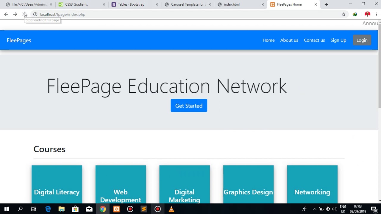 Frontend development with Bootstrap and php
